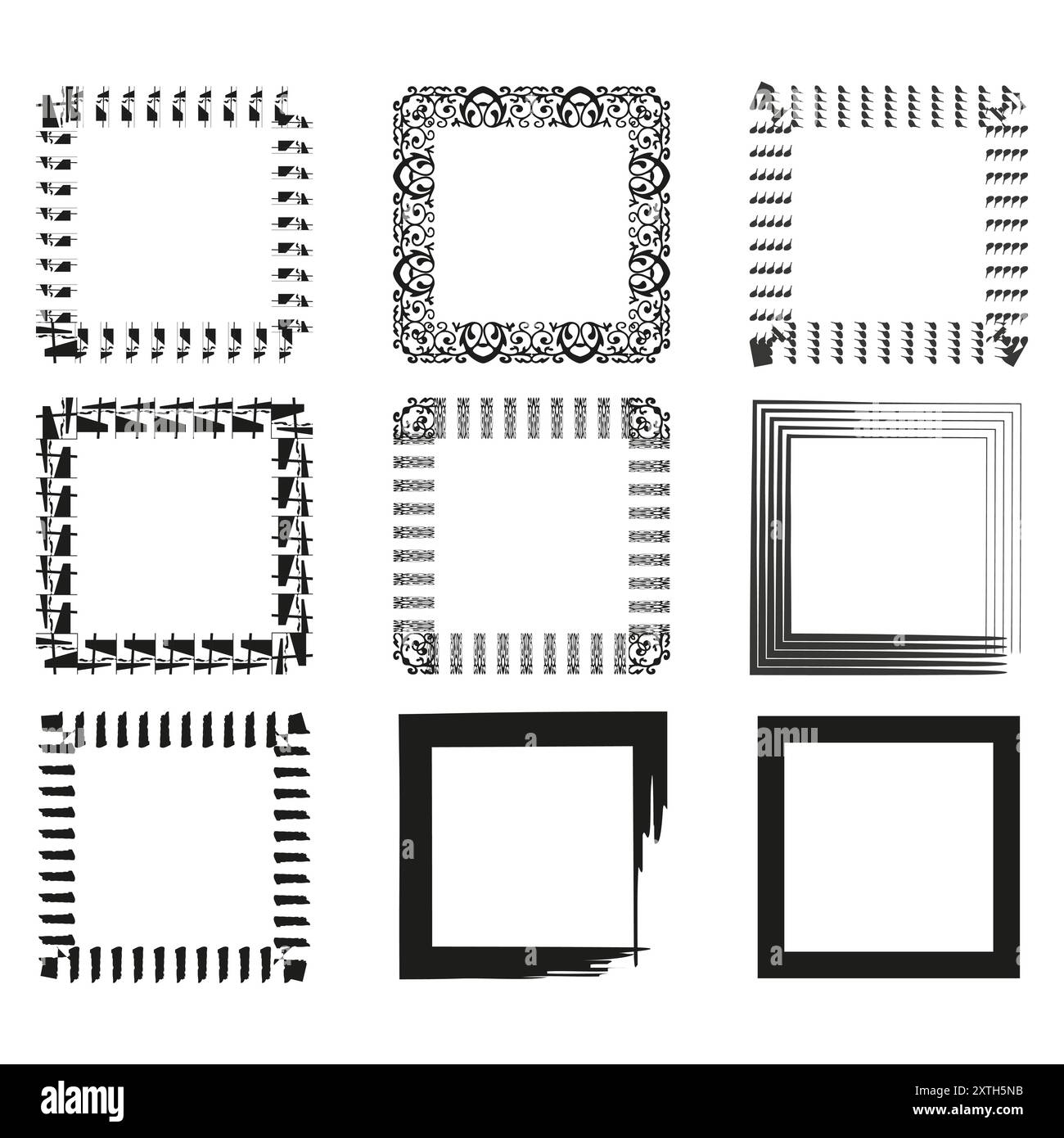 Set Of Decorative Square Frames Various Black And White Borders