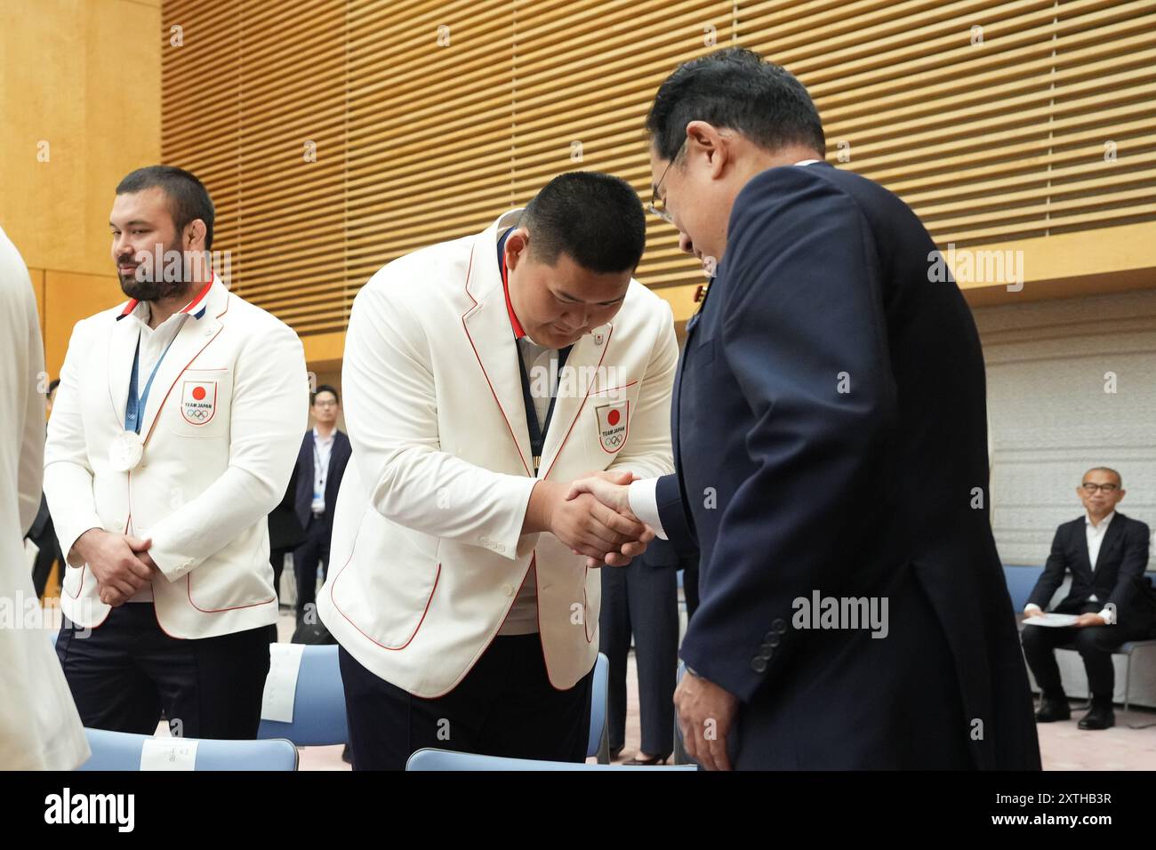 (L-R) Tatsuru Saito, Prime Minister Fumio Kishida, Japanese Delegation ...