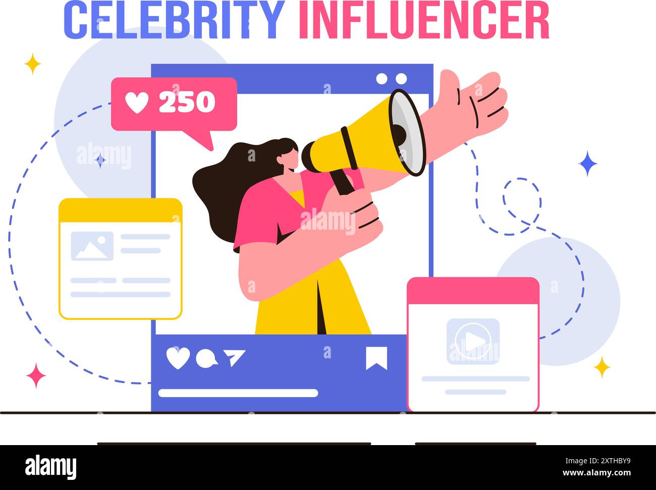 Vector Illustration of Celebrity Influencers Posting on the Internet ...