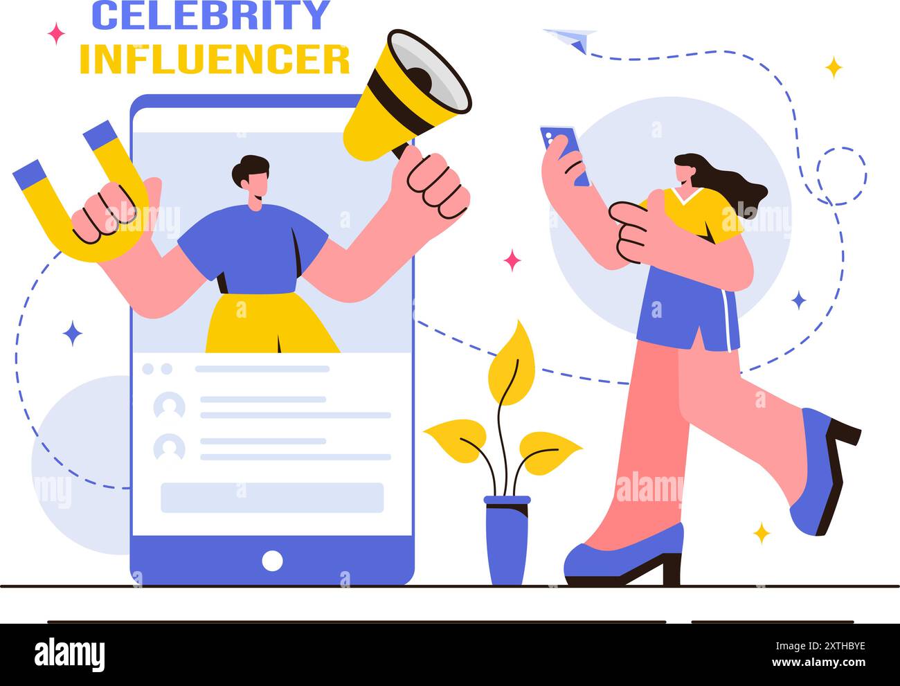 Vector Illustration of Celebrity Influencers Posting on the Internet ...