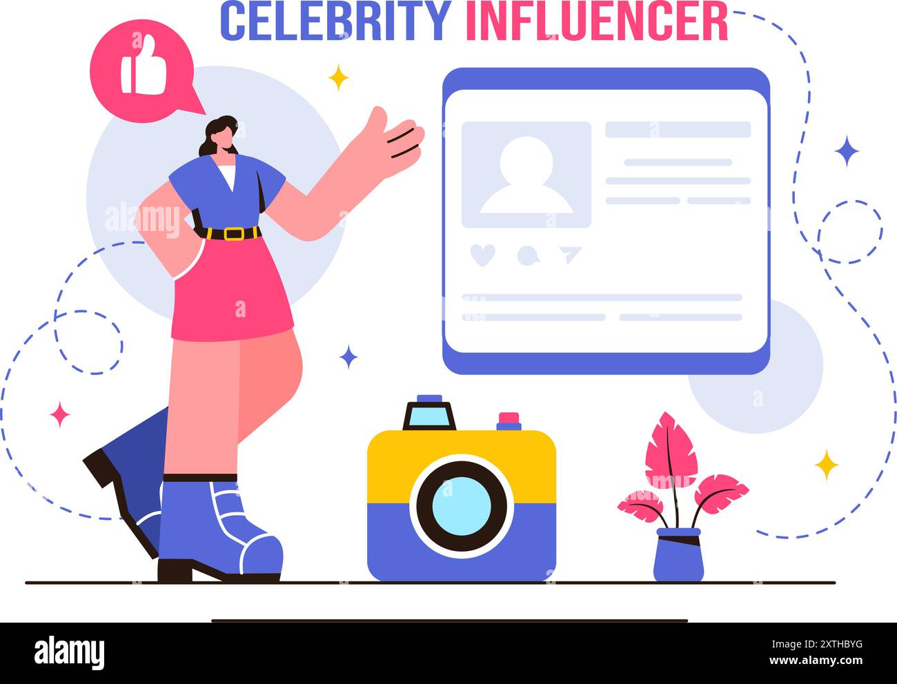 Vector Illustration of Celebrity Influencers Posting on the Internet ...