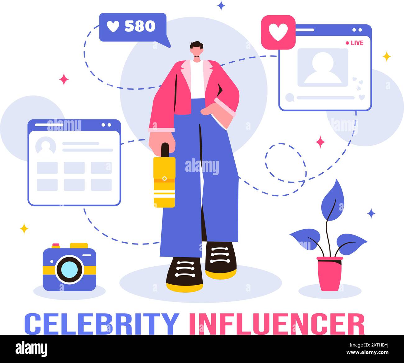 Vector Illustration of Celebrity Influencers Posting on the Internet ...