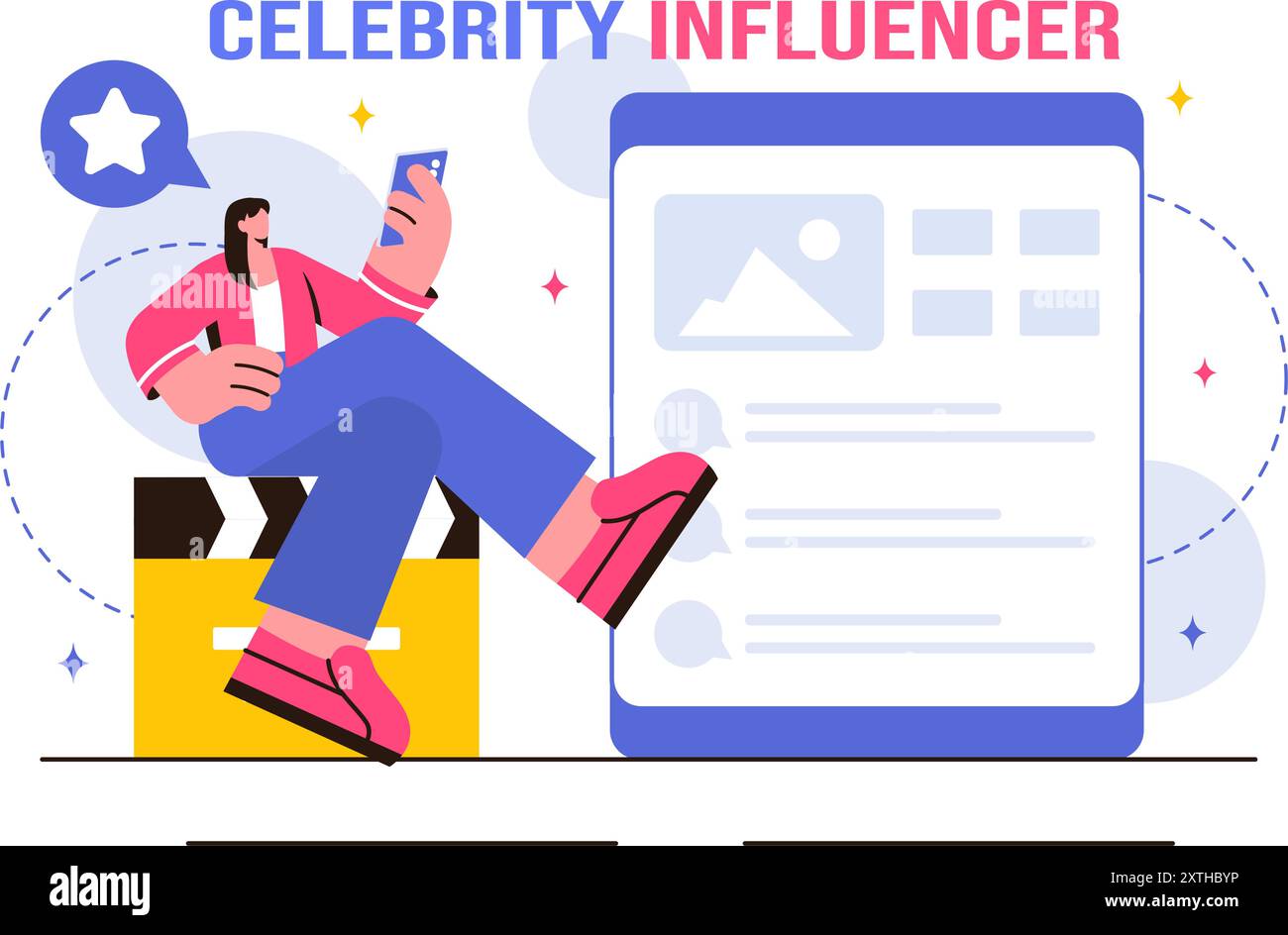 Vector Illustration of Celebrity Influencers Posting on the Internet ...