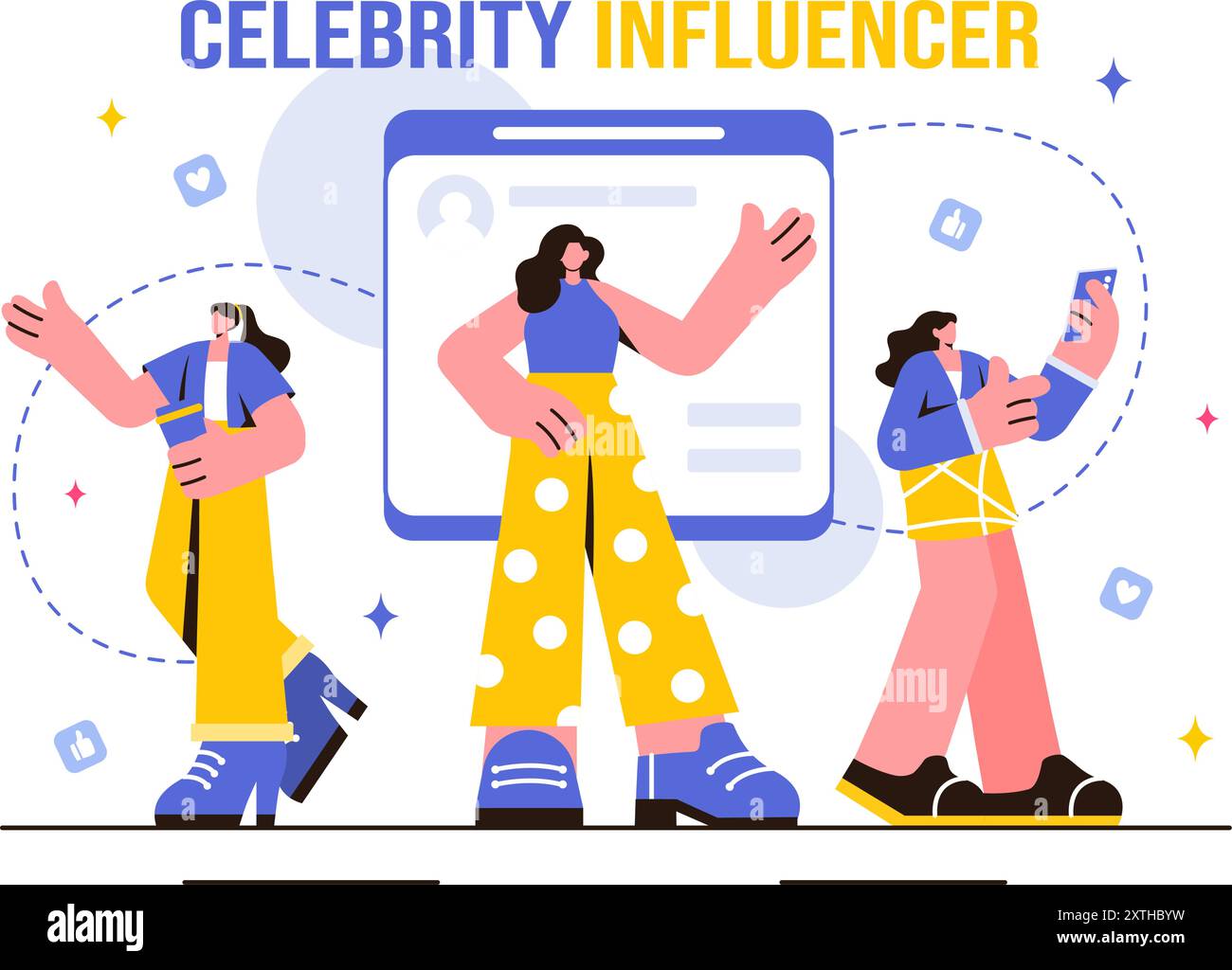Vector Illustration of Celebrity Influencers Posting on the Internet ...