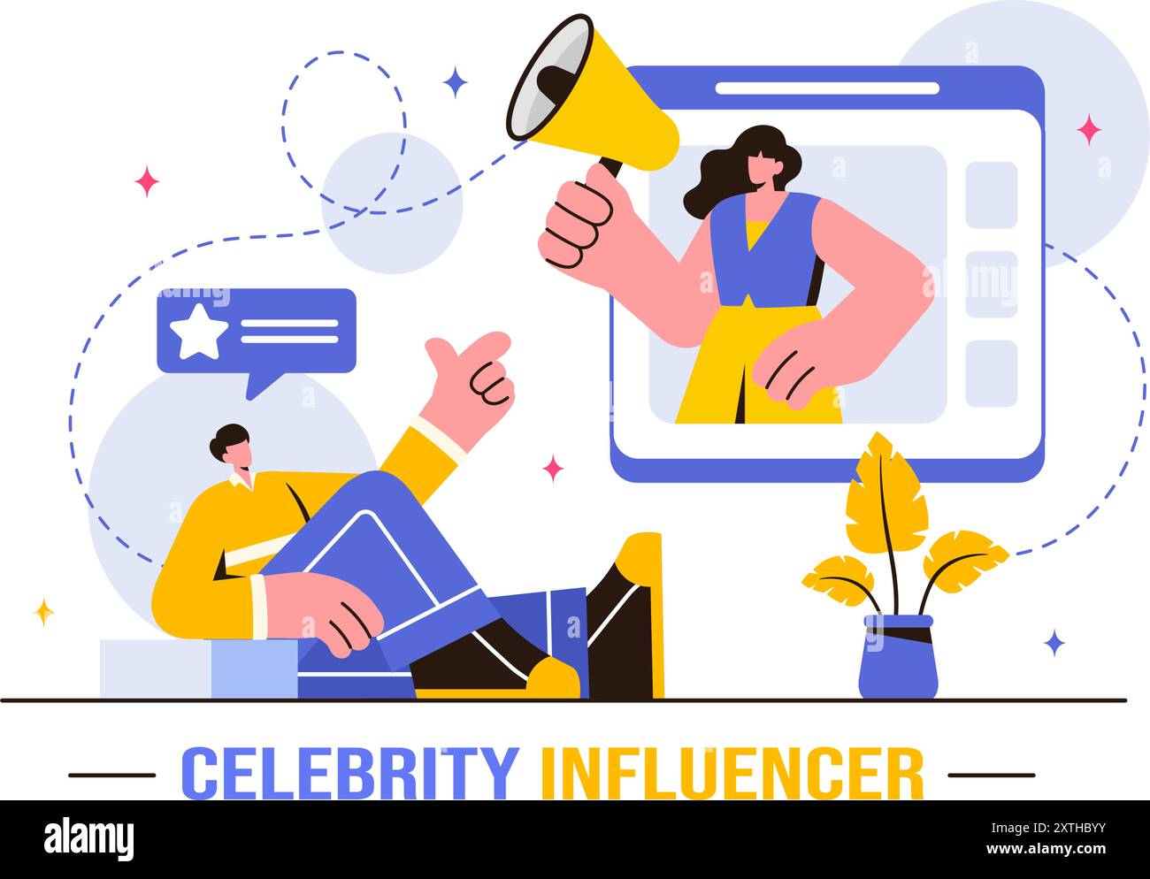 Vector Illustration of Celebrity Influencers Posting on the Internet ...