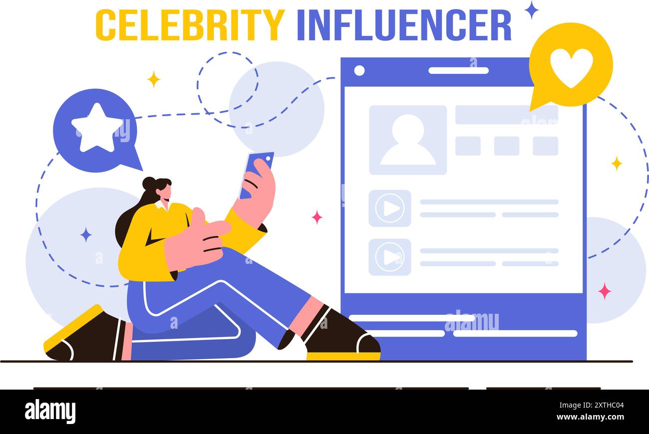 Vector Illustration of Celebrity Influencers Posting on the Internet ...