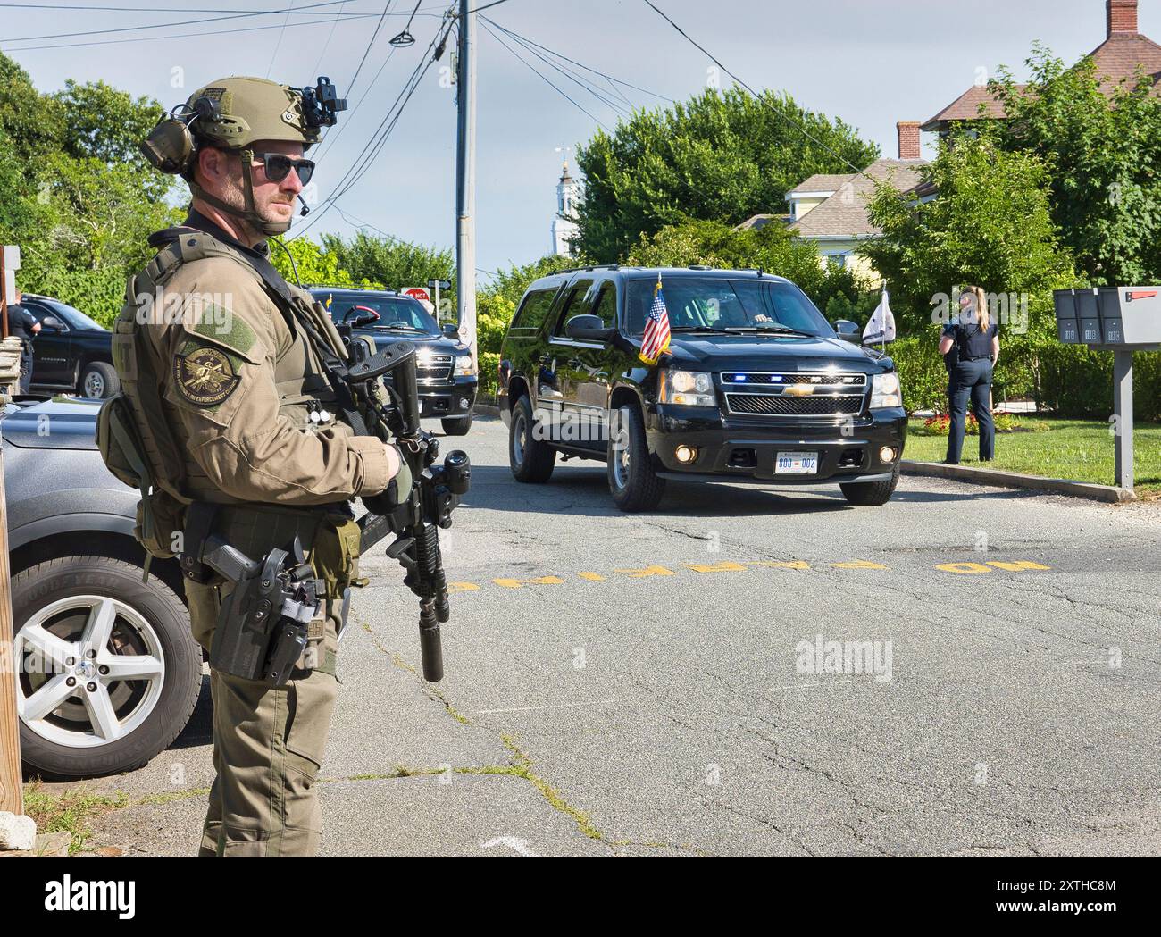 Provincetown, Massachusetts, USA July 20, 2024. SWAT team protecting ...