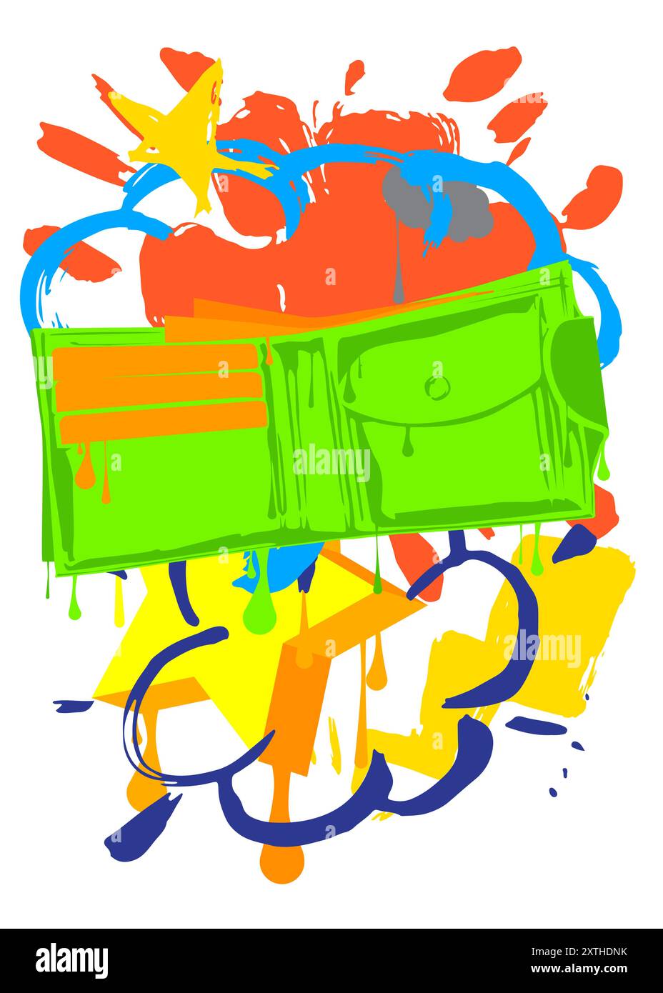 Wallet Graffiti. Abstract modern street art decoration performed in ...