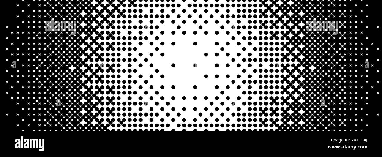 Bitmap radial gradient texture. Black and white dither circle pattern ...