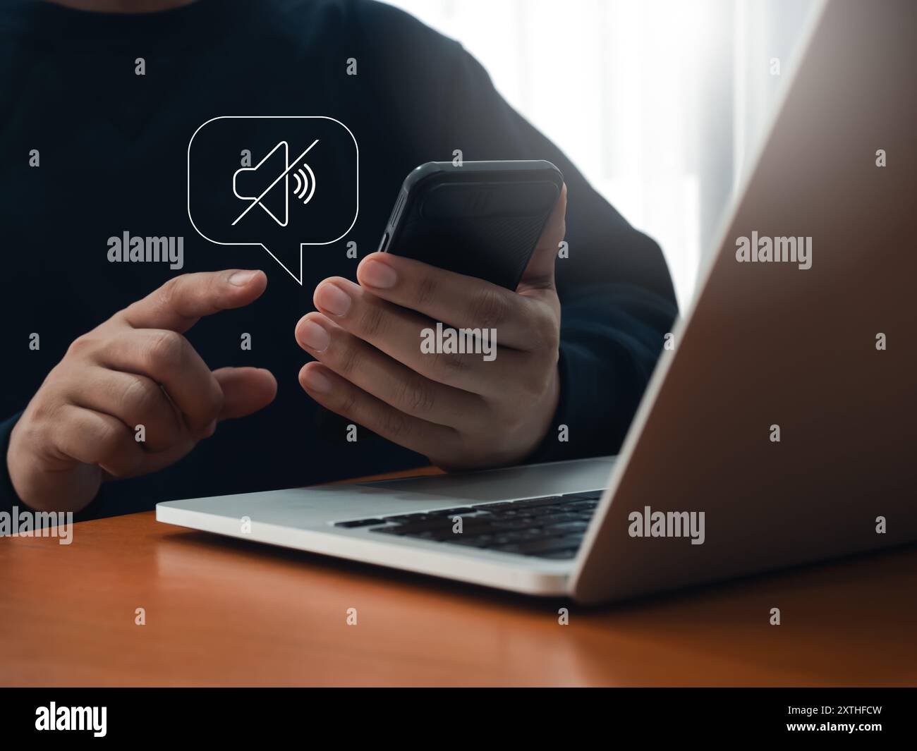 Silent mode concept. Silent or mute sound icon turn activated on appear ...