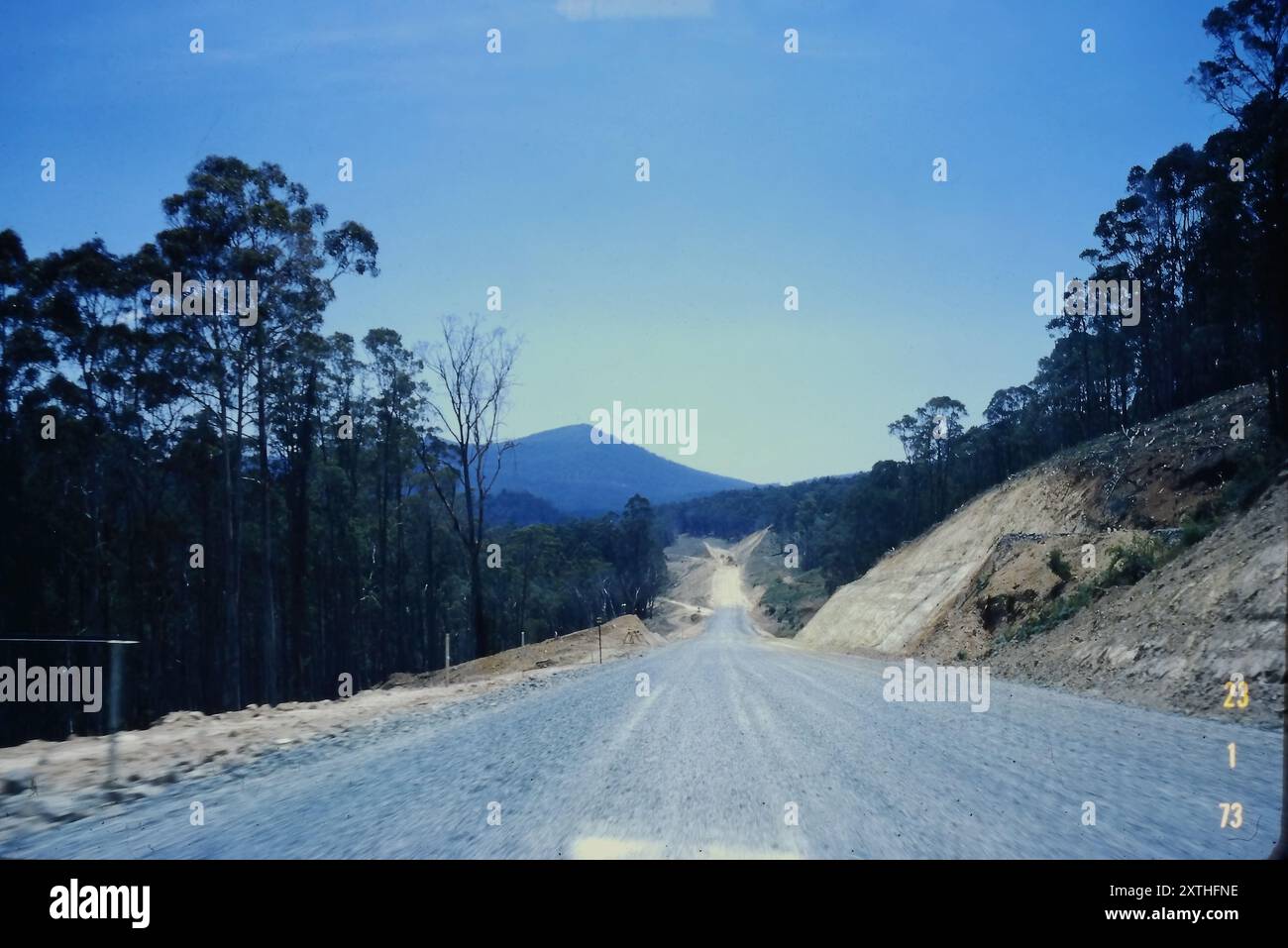 The Snowy Mountains Highway road works, in sealing a unsealed dirt road ...