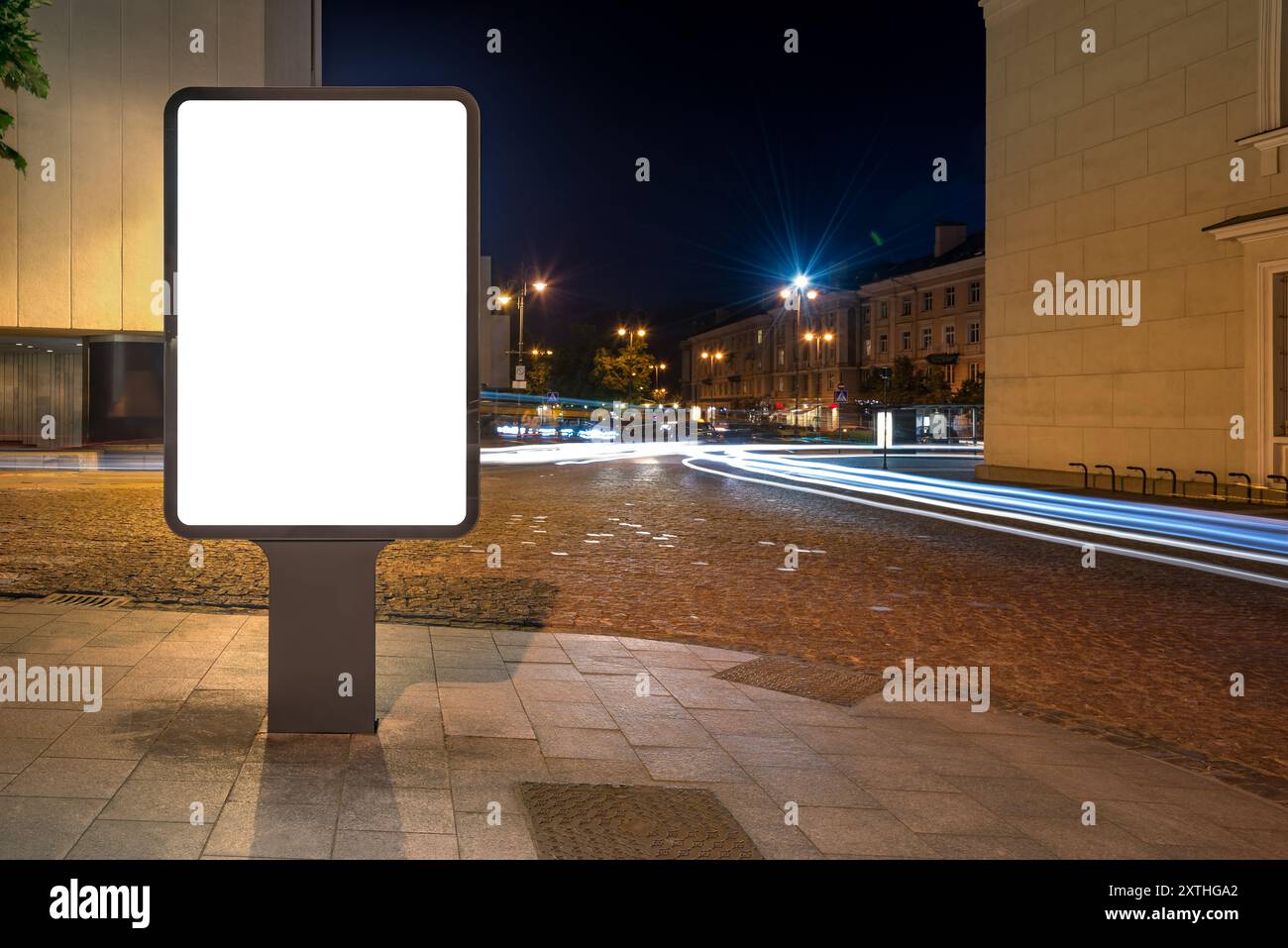 Blank Mockup Of Vertical Street Poster Billboard On City Background At ...