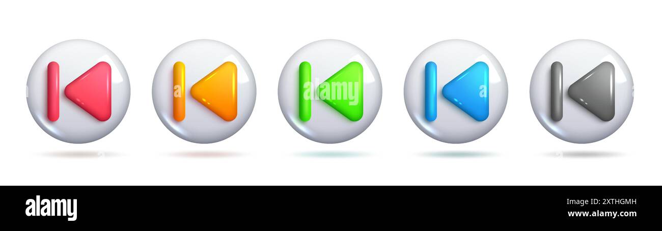 Sets of 3d icons of the previous button. 3d realistic modern minimalist ...