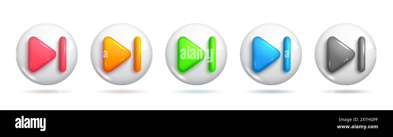 Sets of 3d icons of next button. 3d realistic modern minimalist icons ...