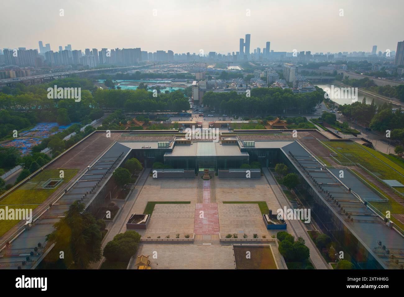 Nanjing modern city aerial view from top of Porcelain Tower of Great ...