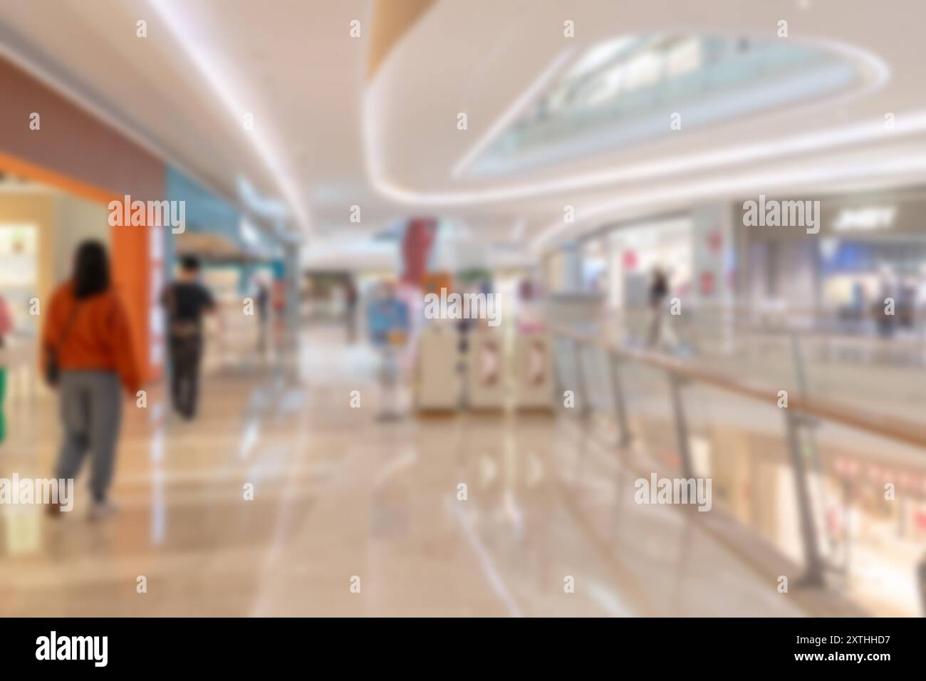 Blurry view of a shopping mall in Shenzhen, China with bokeh lights ...