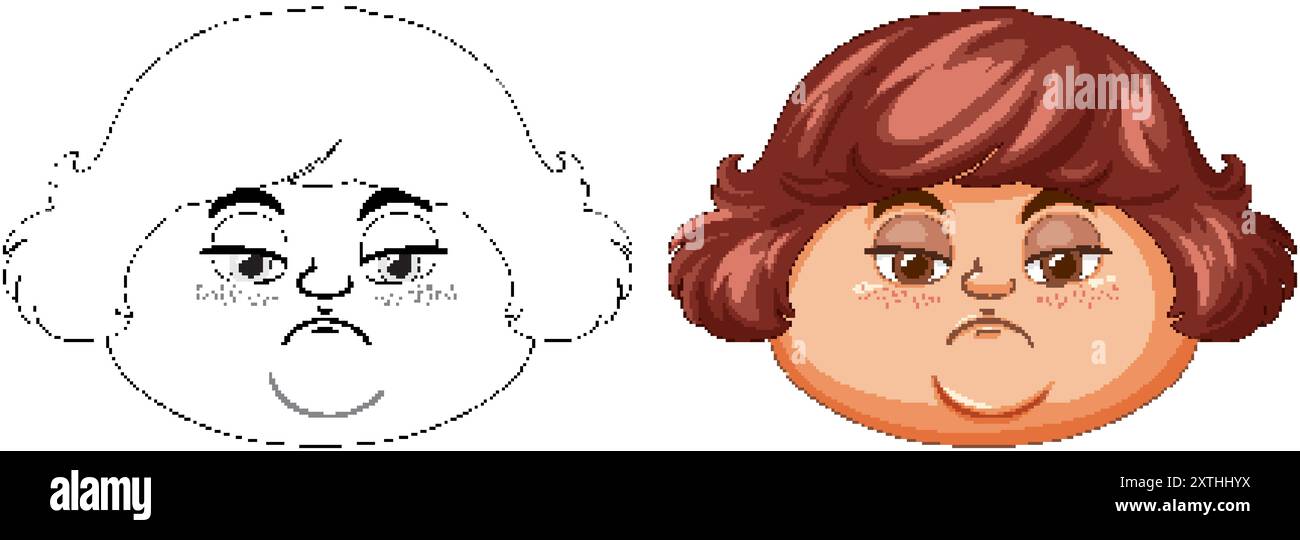 Two versions of a child's face illustration Stock Vector Image & Art ...