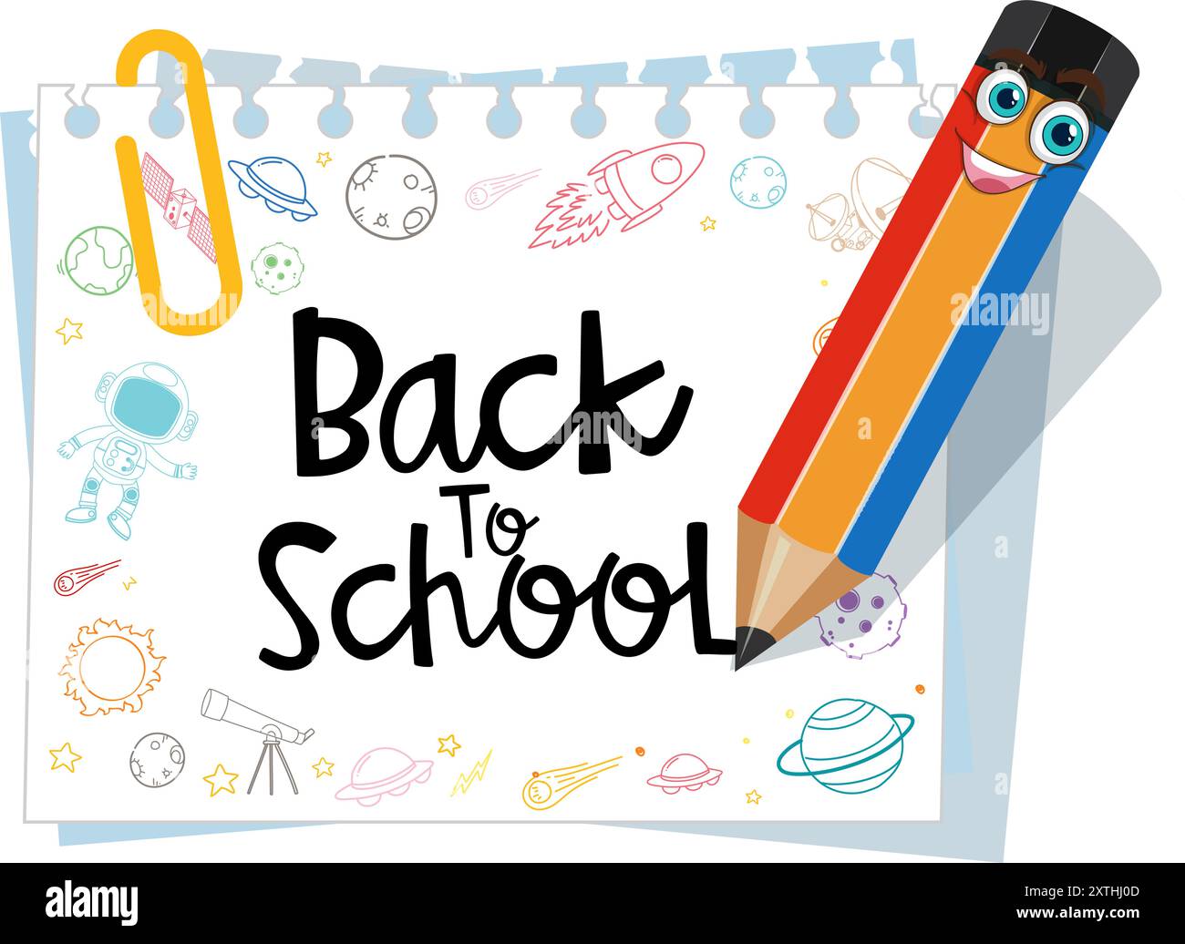 Colorful pencil and space-themed doodles Stock Vector Image & Art - Alamy