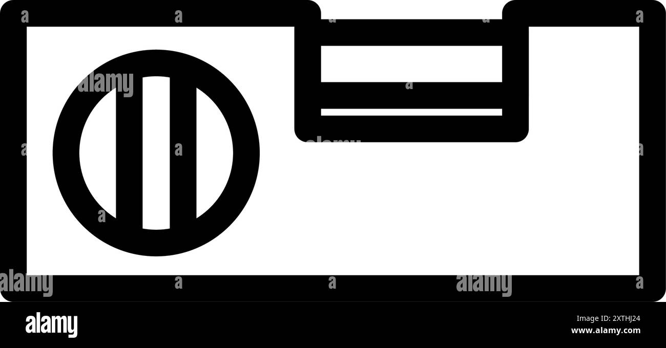 Tool icon with simple line drawing in black and white, leveler, Vector ...