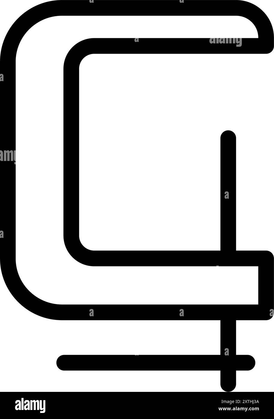 Tool icon with simple line drawing in black and white, Clamps, Vector ...