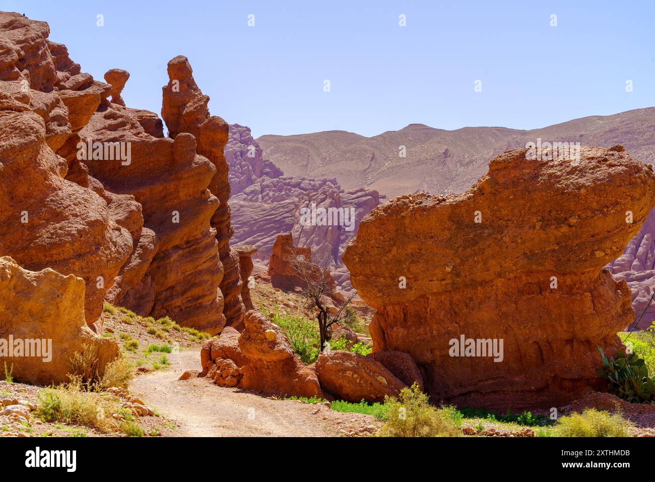 View of various rock formation, in the Dades Gorge, the High Atlas ...
