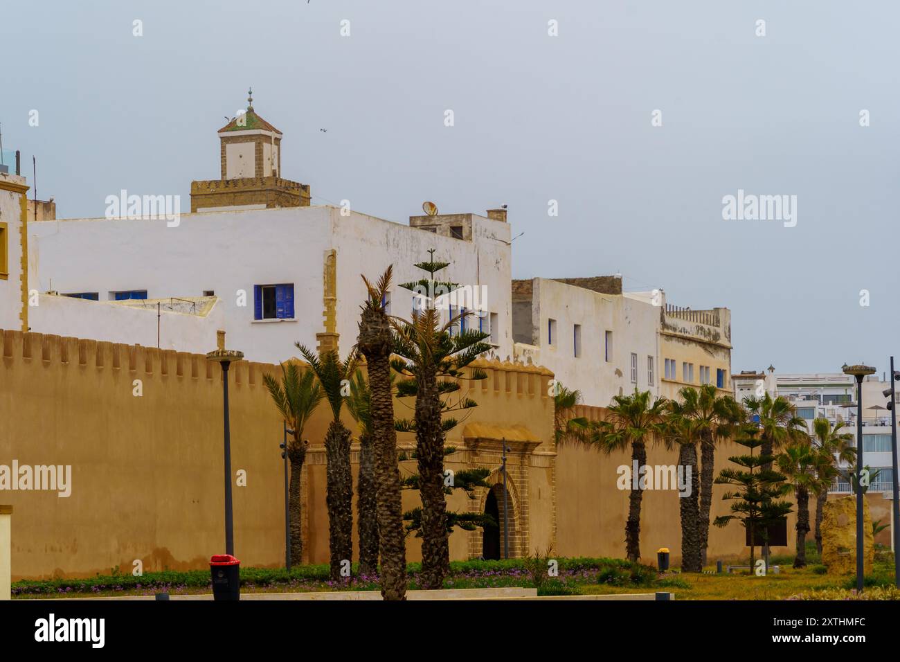 View of typical buildings, and the walls of the medina, in Essaouira ...