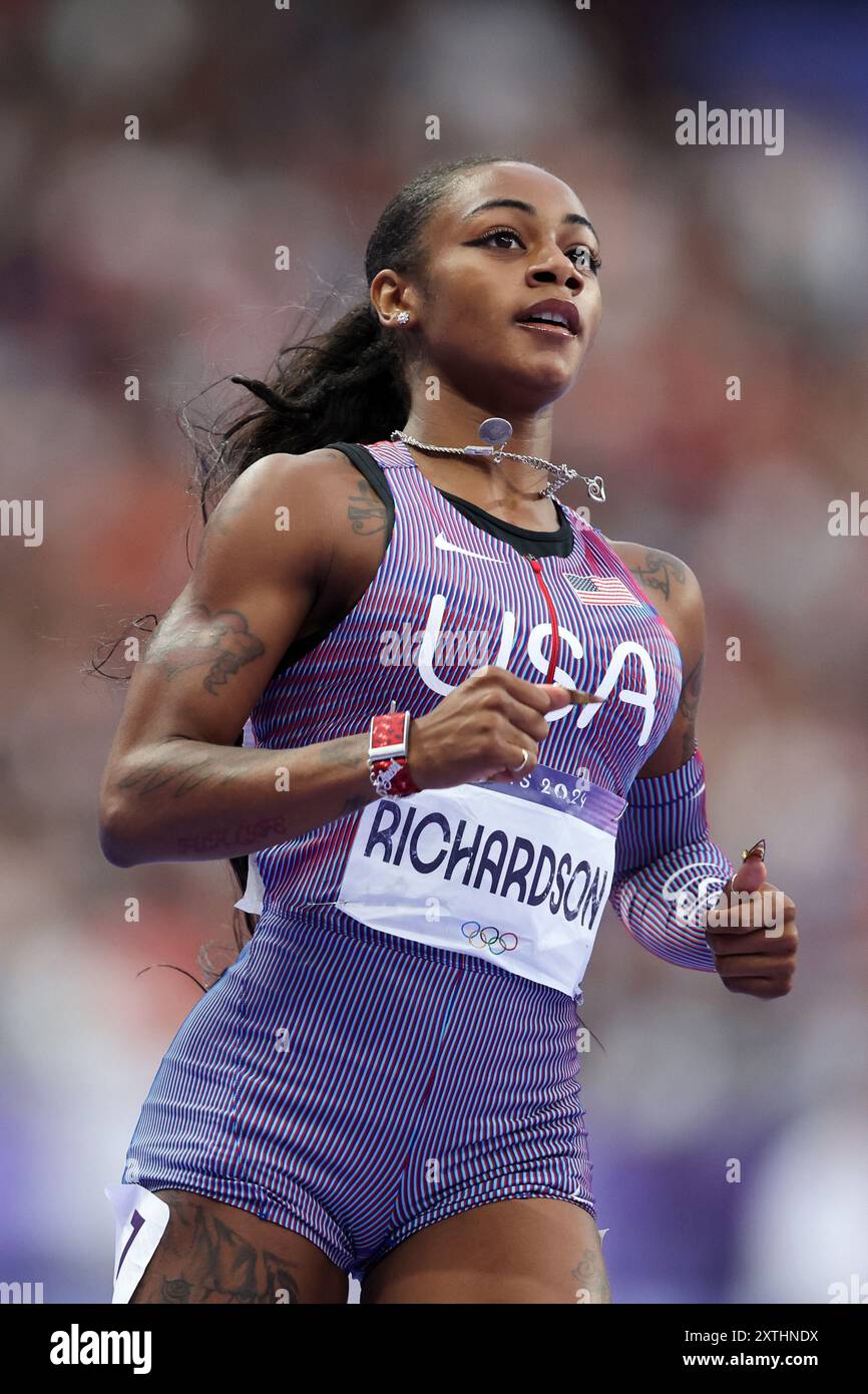 PARIS, FRANCE - AUGUST 03: Sha`carri Richardson of USA competes during ...