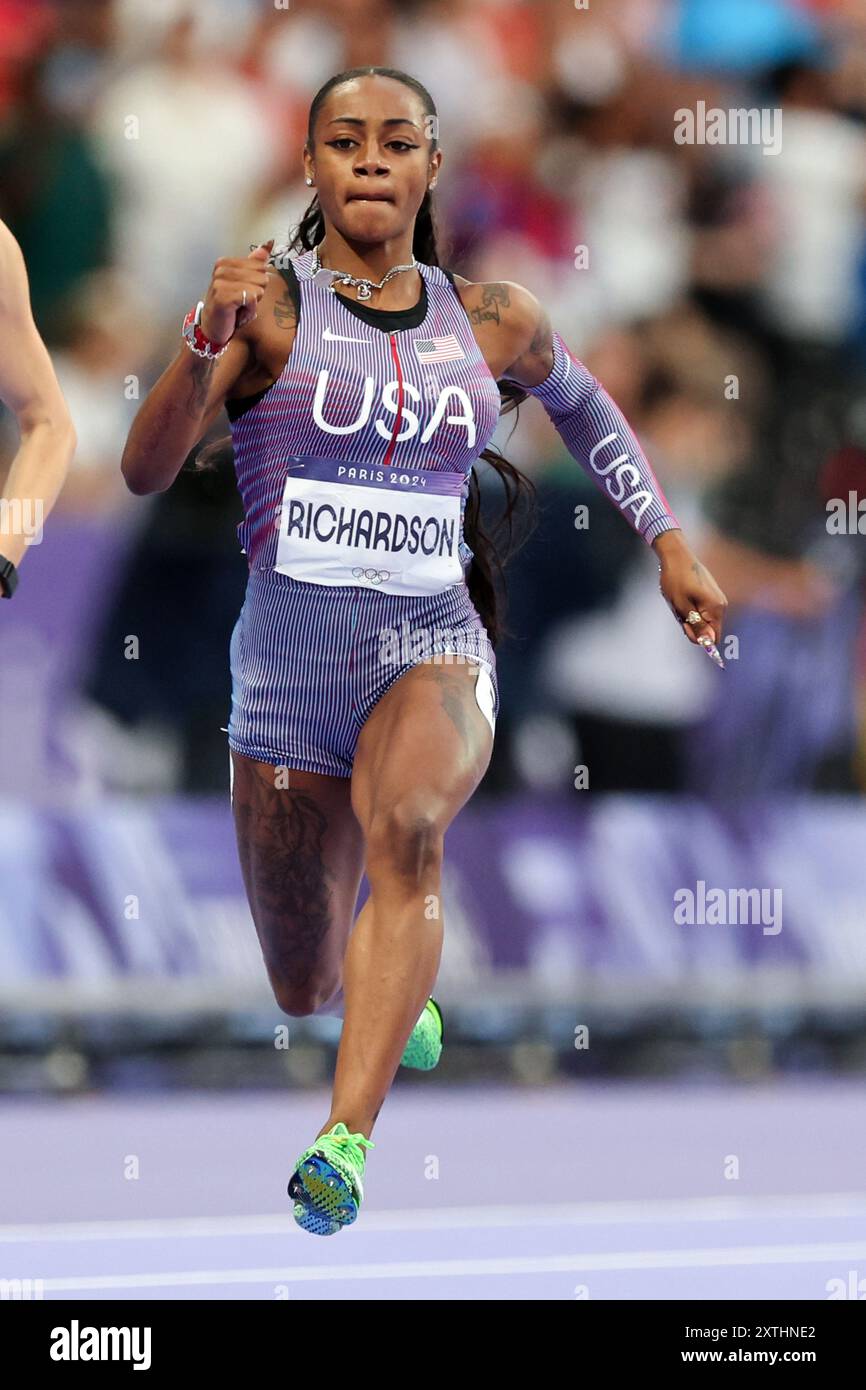 PARIS, FRANCE - AUGUST 03: Sha`carri Richardson of USA competes during ...