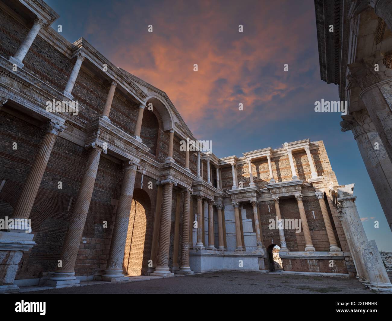 Interior view of the Sardis Synagogue. The ancient city of Sardes or ...