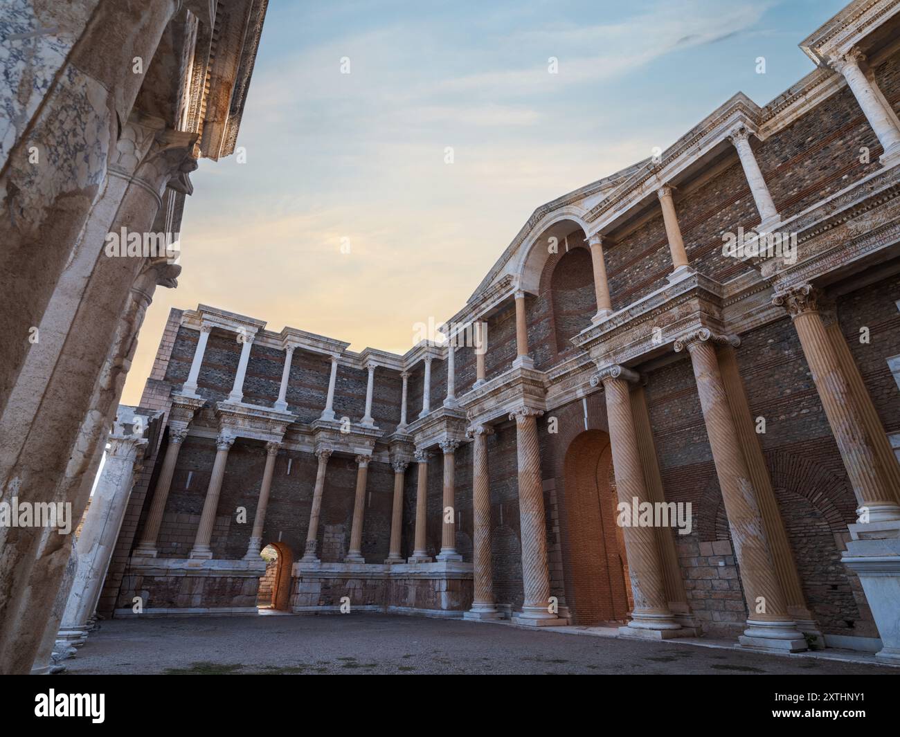 Interior view of the Sardis Synagogue. The ancient city of Sardes or ...