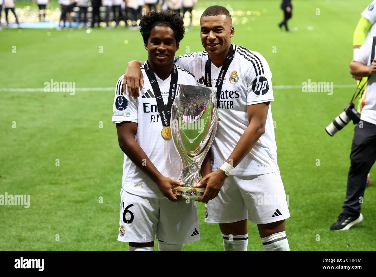 Endrick, Kylian Mbappe of Real Madrid during the UEFA Super Cup 2024 ...
