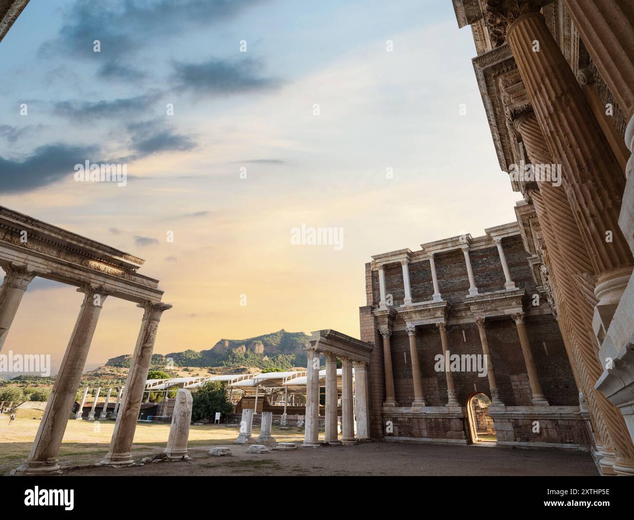 Interior view of the Sardis Synagogue. The ancient city of Sardes or ...