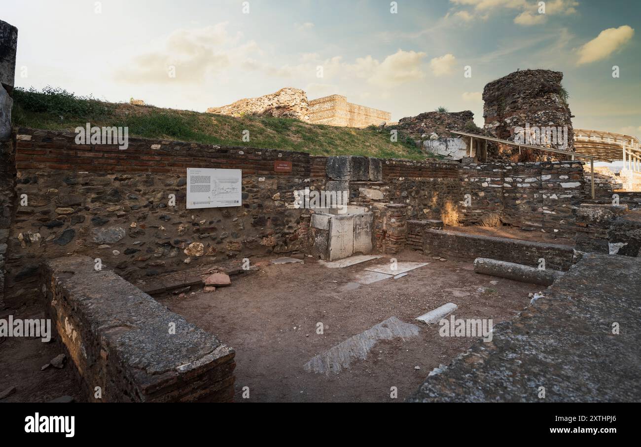 Interior view of the Sardis Synagogue. The ancient city of Sardes or ...