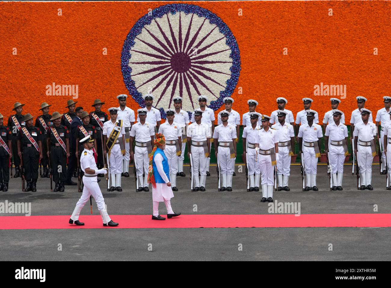 Indian Prime Minister Narendra Modi inspects a joint military guard of ...