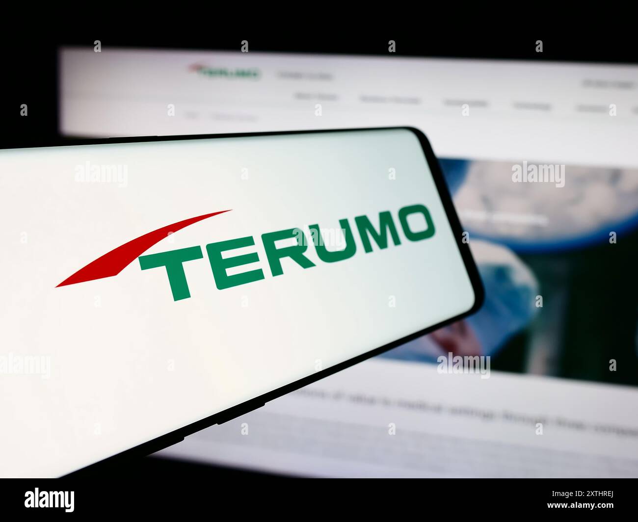Cellphone with logo of Japanese medical equipment company Terumo ...