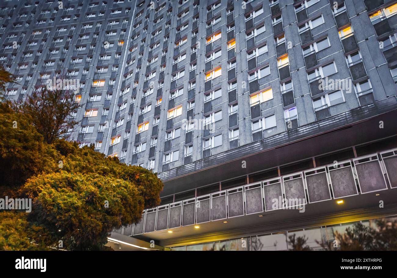 Huge apartment building. Concrete block architecture. Real estate Stock ...