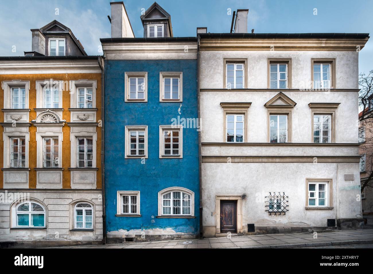 Historic city tenement houses. Picturesque street. European ...
