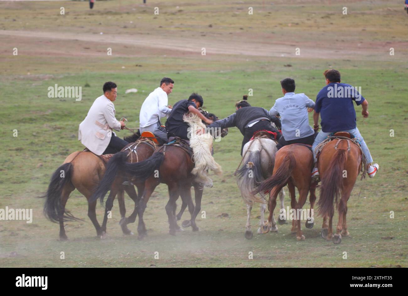 People ride horses to catch a goat in Altay City, northwest China's ...