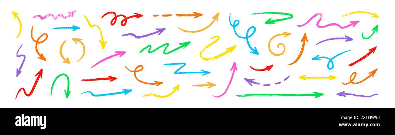 Arrow crayon pastel pencil chalk color line stroke. Sketch chalk pastel ...