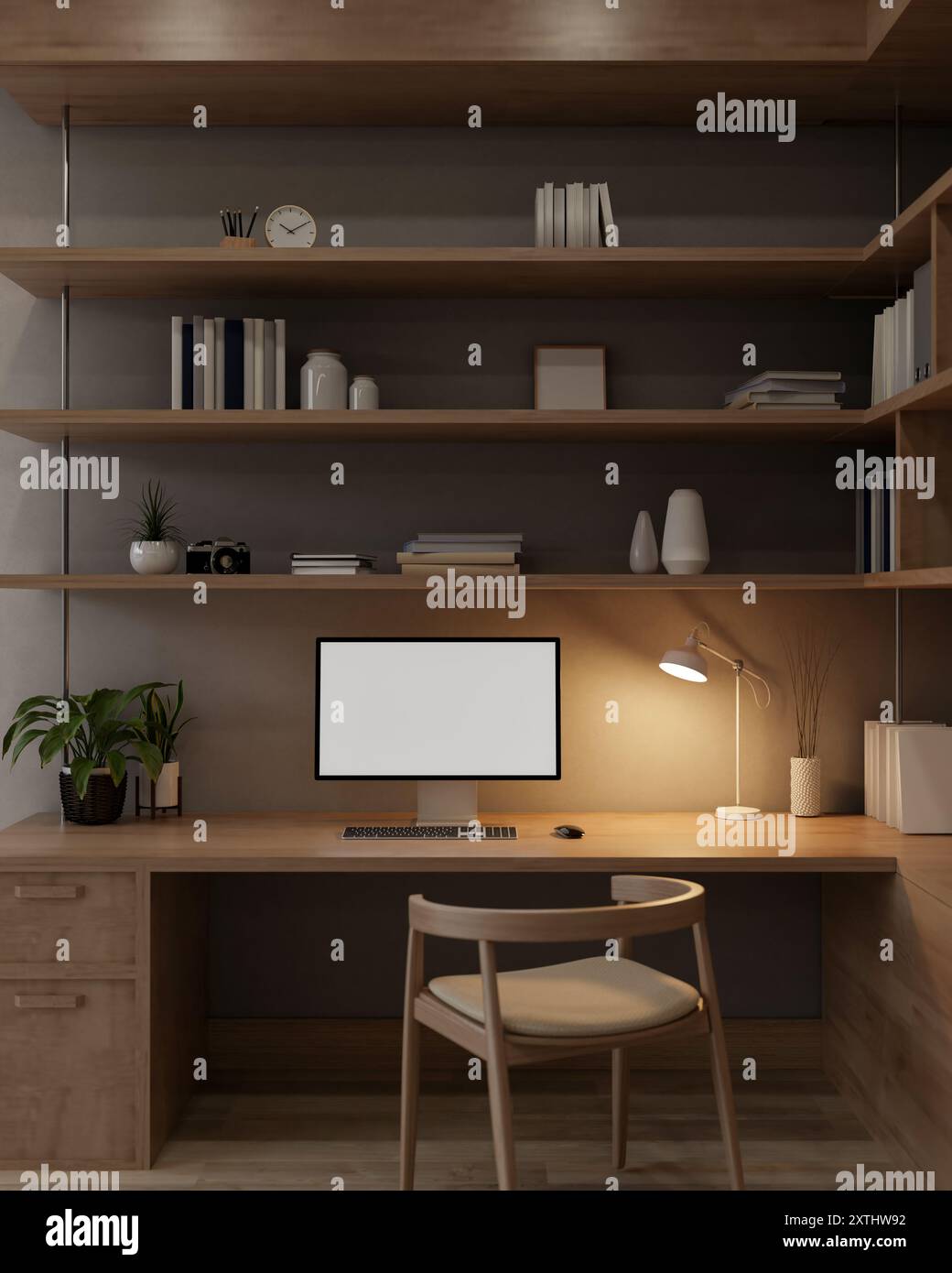 Home workspace night features hi-res stock photography and images - Alamy