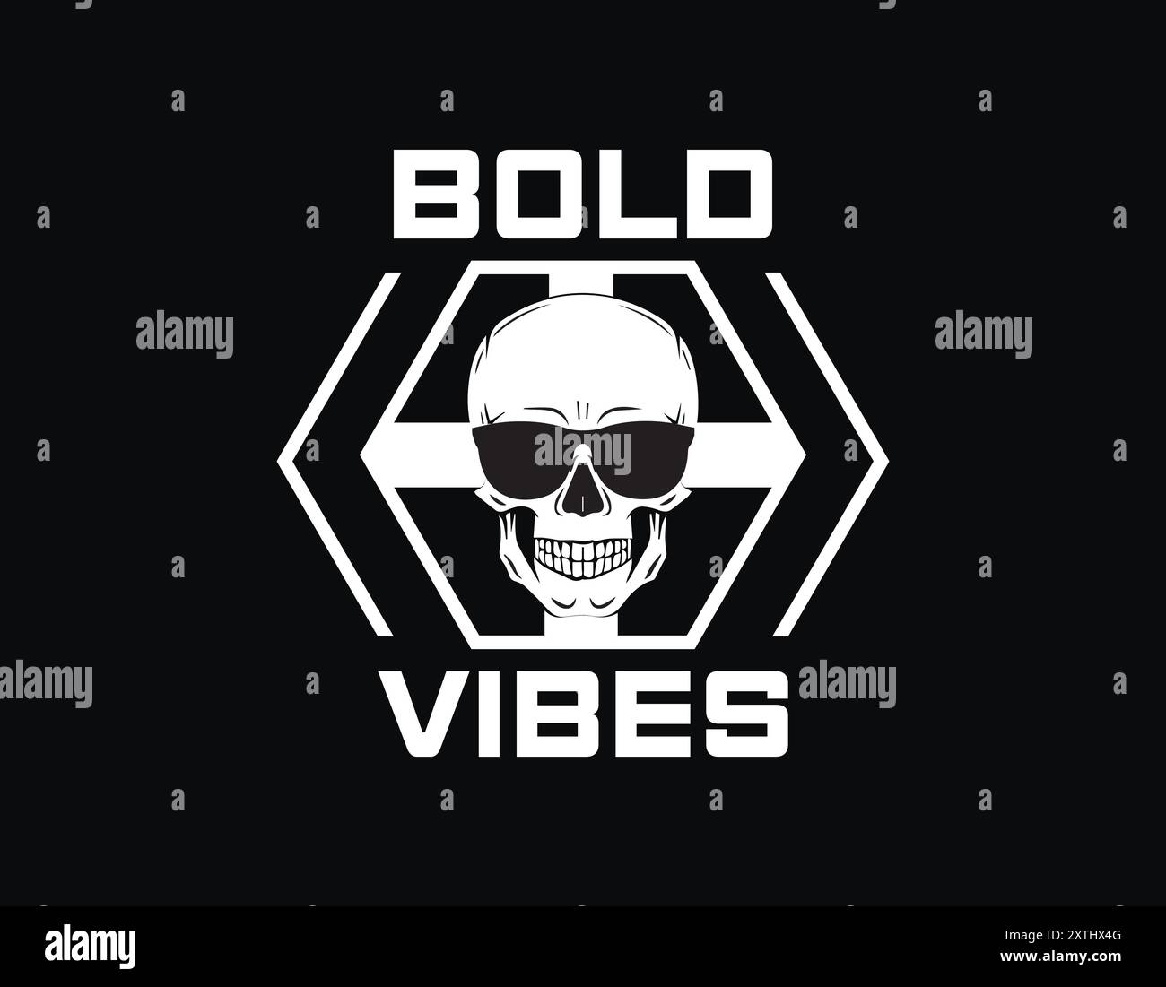 bold vibes slogan vector illustrations with skull and sunglass, urban ...