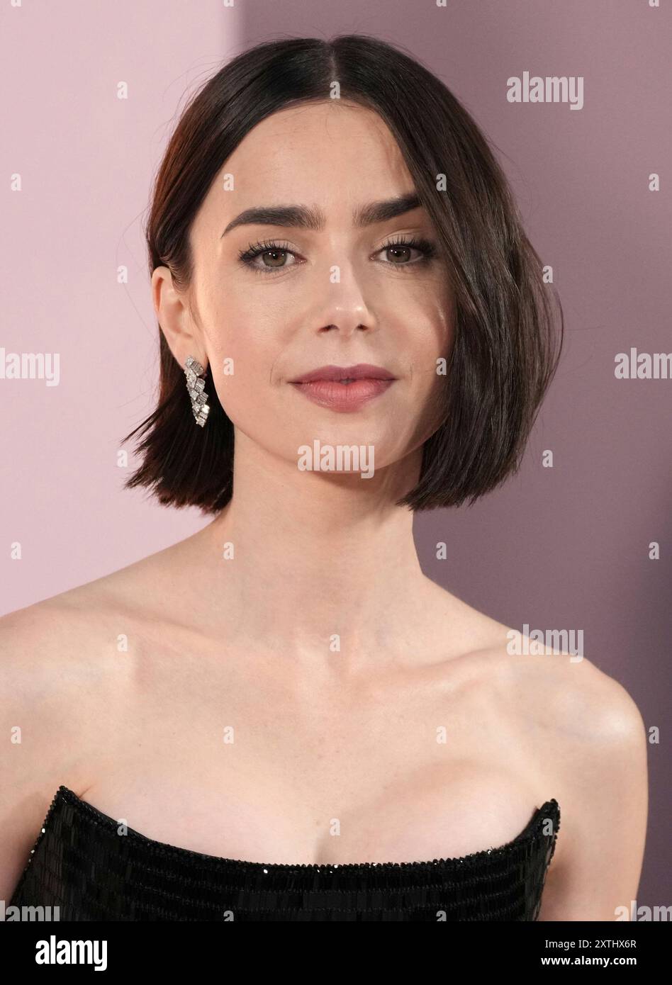 Lily Collins arrives at the premiere of "Emily in Paris" at the ...