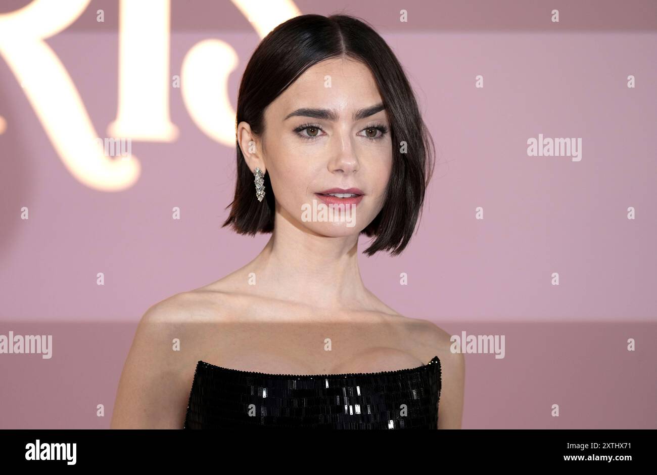 Lily Collins arrives at the premiere of "Emily in Paris" at the ...