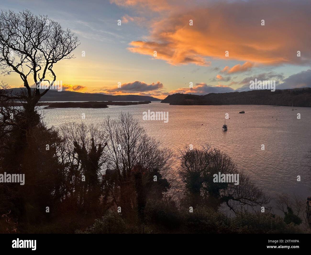Sunrise over the Sound of Mull from Tobermoray, Mall, Inner Hebrides ...