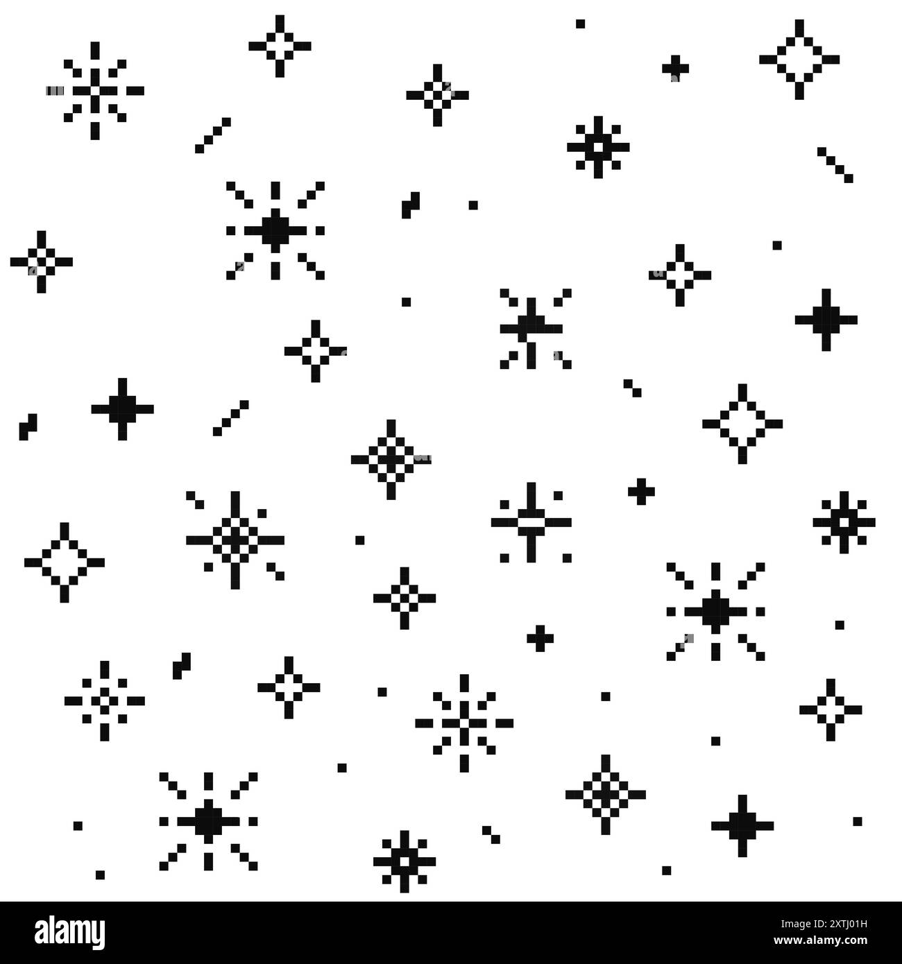 Pixel star retro 8 bit sparkle set. Shiny game pixel art effect set. Firework burst, space ...