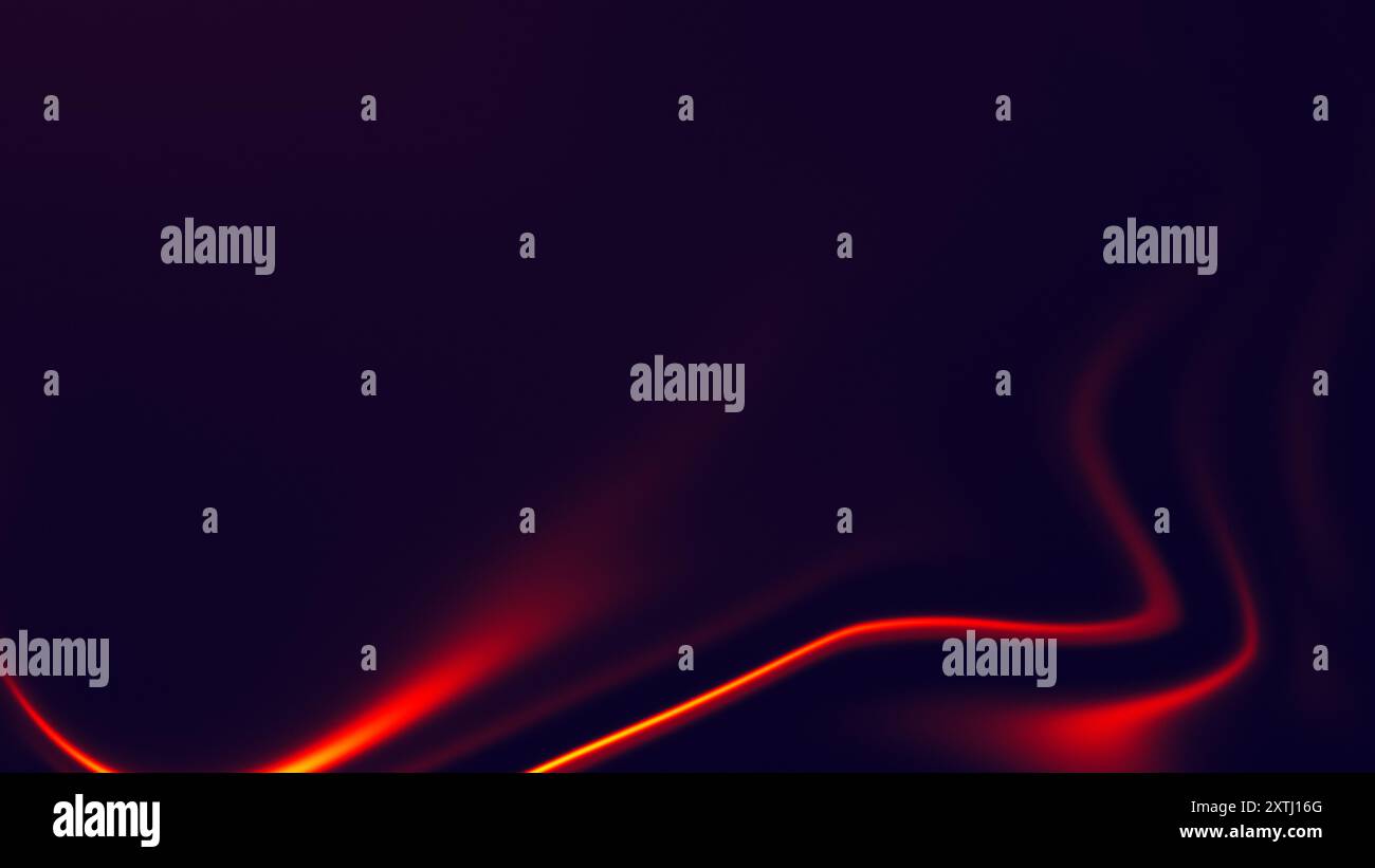 Abstract flowing liquid wavy red and yellow shapes on dark purple ...