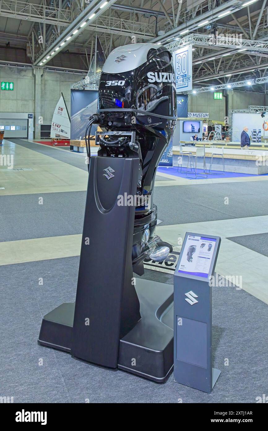 Pasila, Helsinki, Finland – February 14, 2024: Suzuki DF350AMD outboard ...