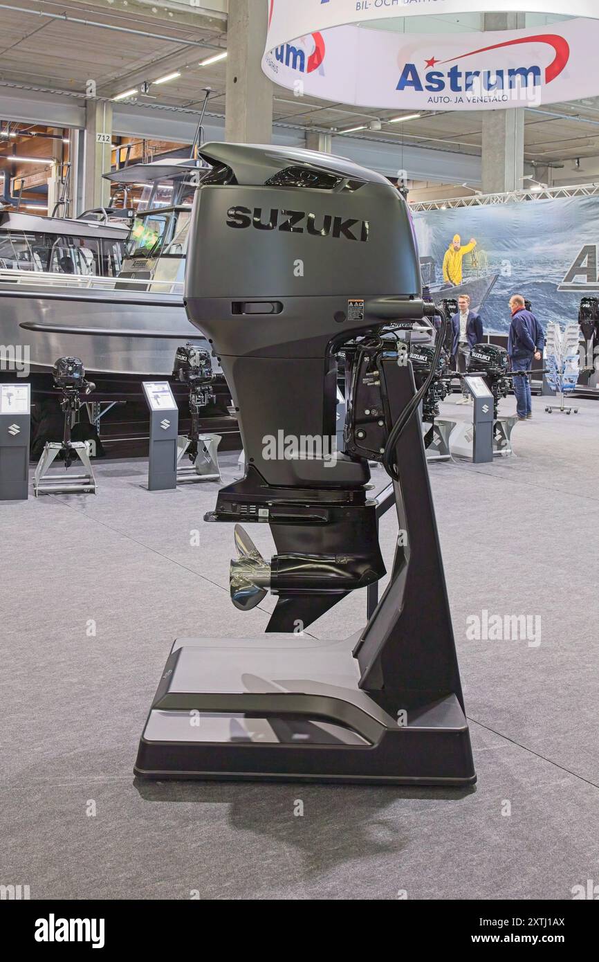 Pasila, Helsinki, Finland – February 14, 2024: Suzuki DF250AUN outboard ...