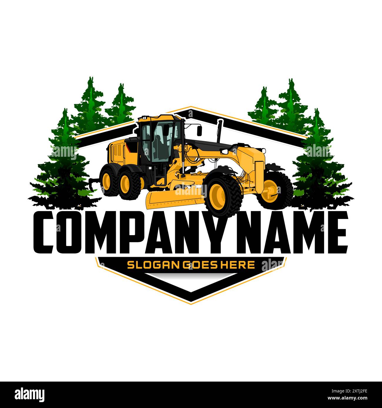 Motor grader road heavy equipment vehicle logo on white background ...