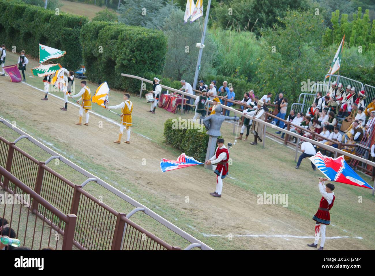 Flag-waver competition during jousting tournament at Medieval festival ...